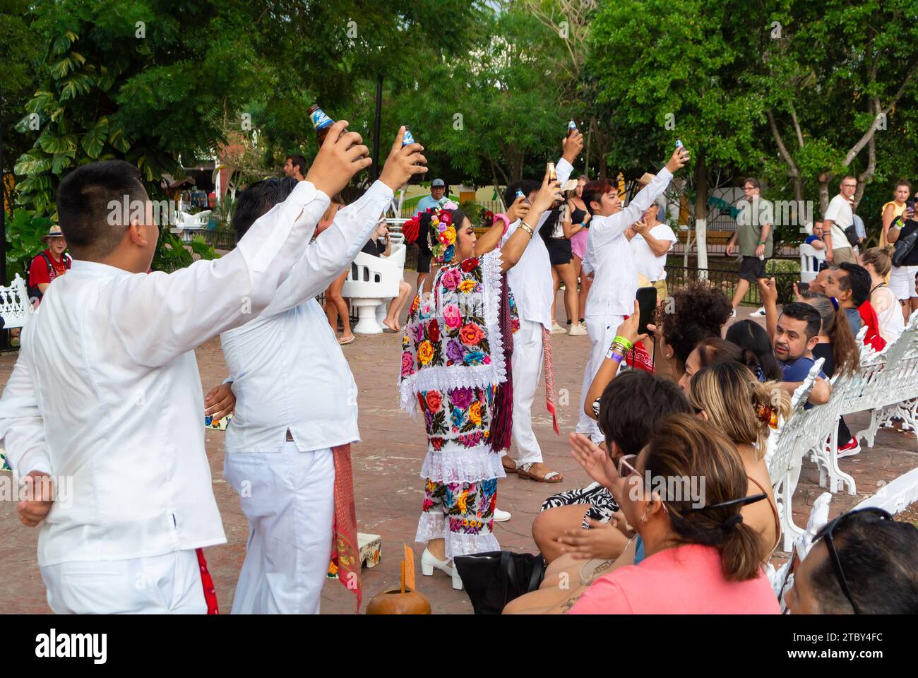 Valladolid, Yucatan, Mexico, Hupil people dancing at a zocalo of ...