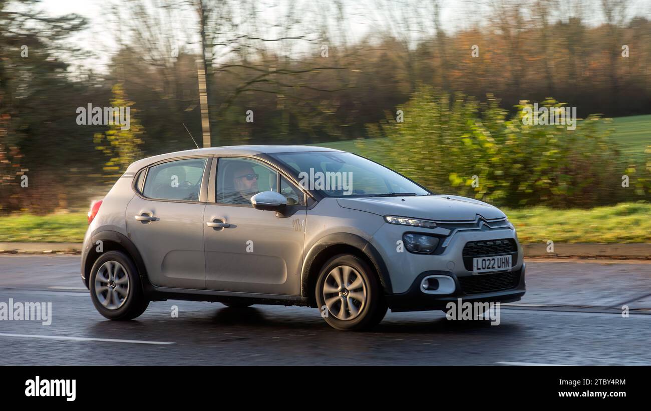 Milton Keynes,Bucks,UK - Dec 8th 2023: 2022 beige Citroen C3 driving on ...