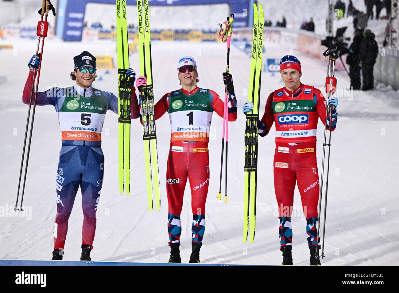 Johannes Hoesflot Klaebo (NOR) wins the men's sprint, Erik Valnes (NOR ...