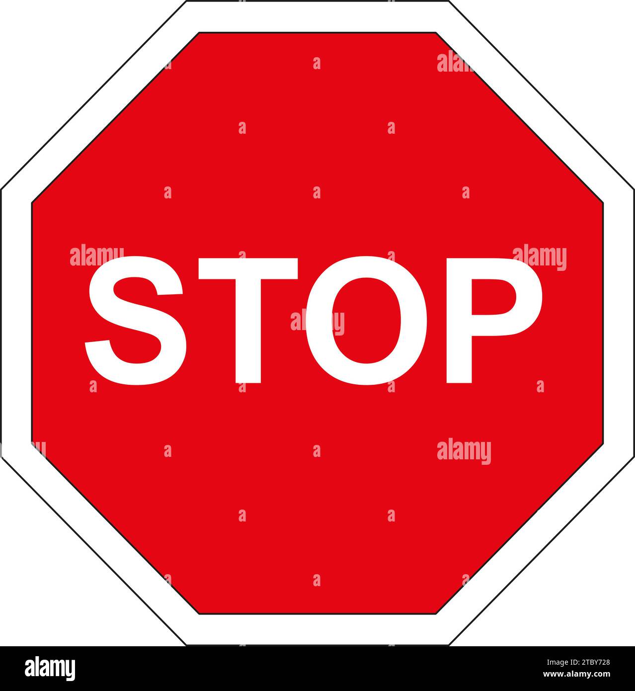 Octagonal red road sign with white border: stop at intersection Stock ...