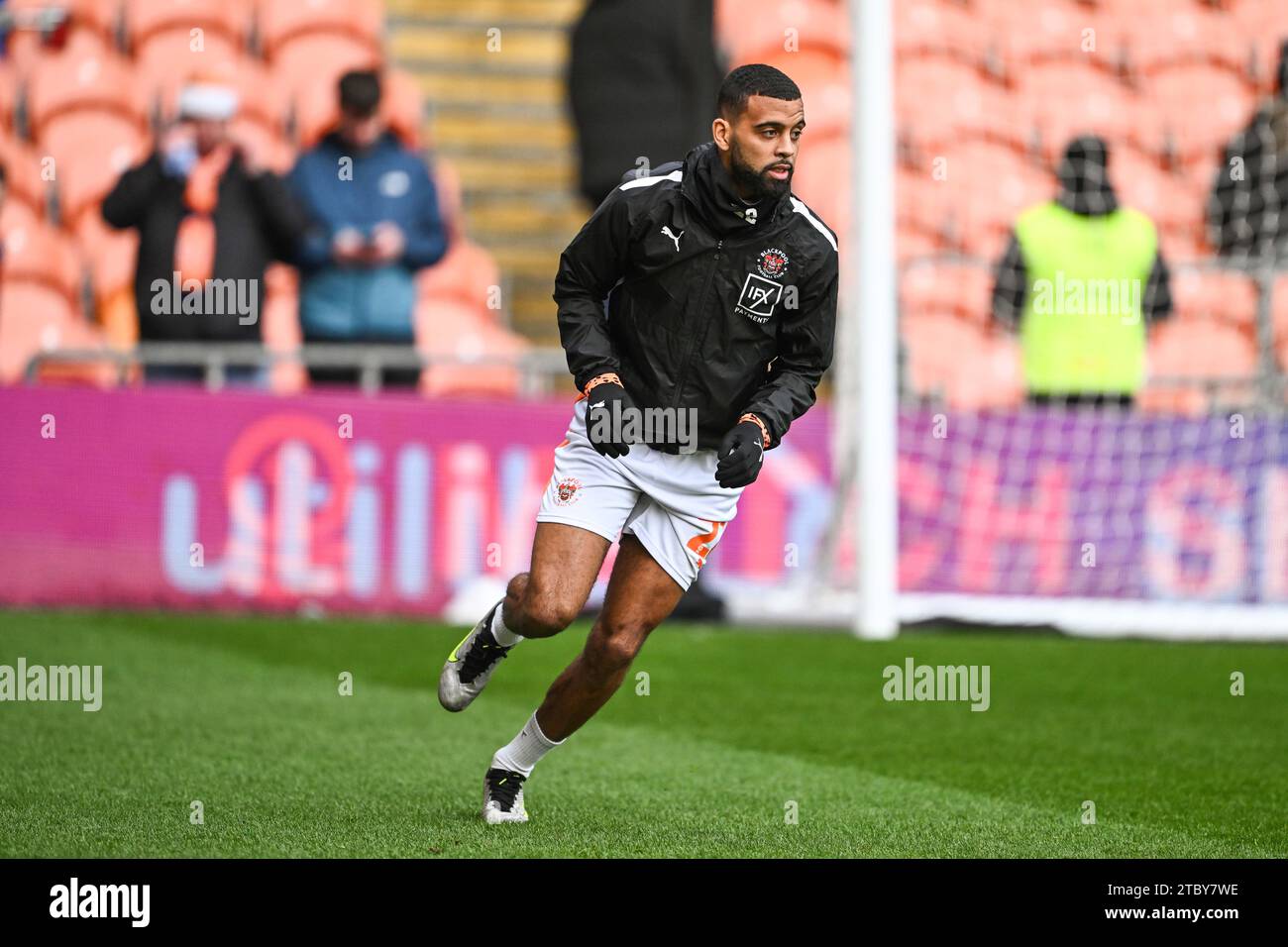 CJ Hamilton #22 of Blackpool during the pre-game warmup ahead of the ...