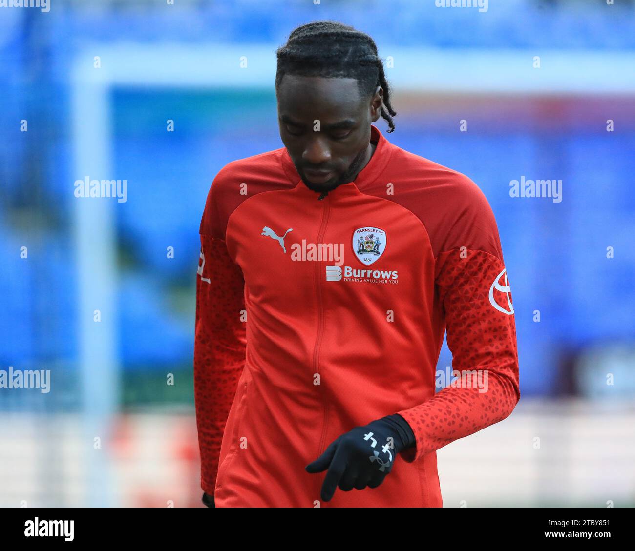 Devante Cole #44 of Barnsley in the pregame warmup session during the ...