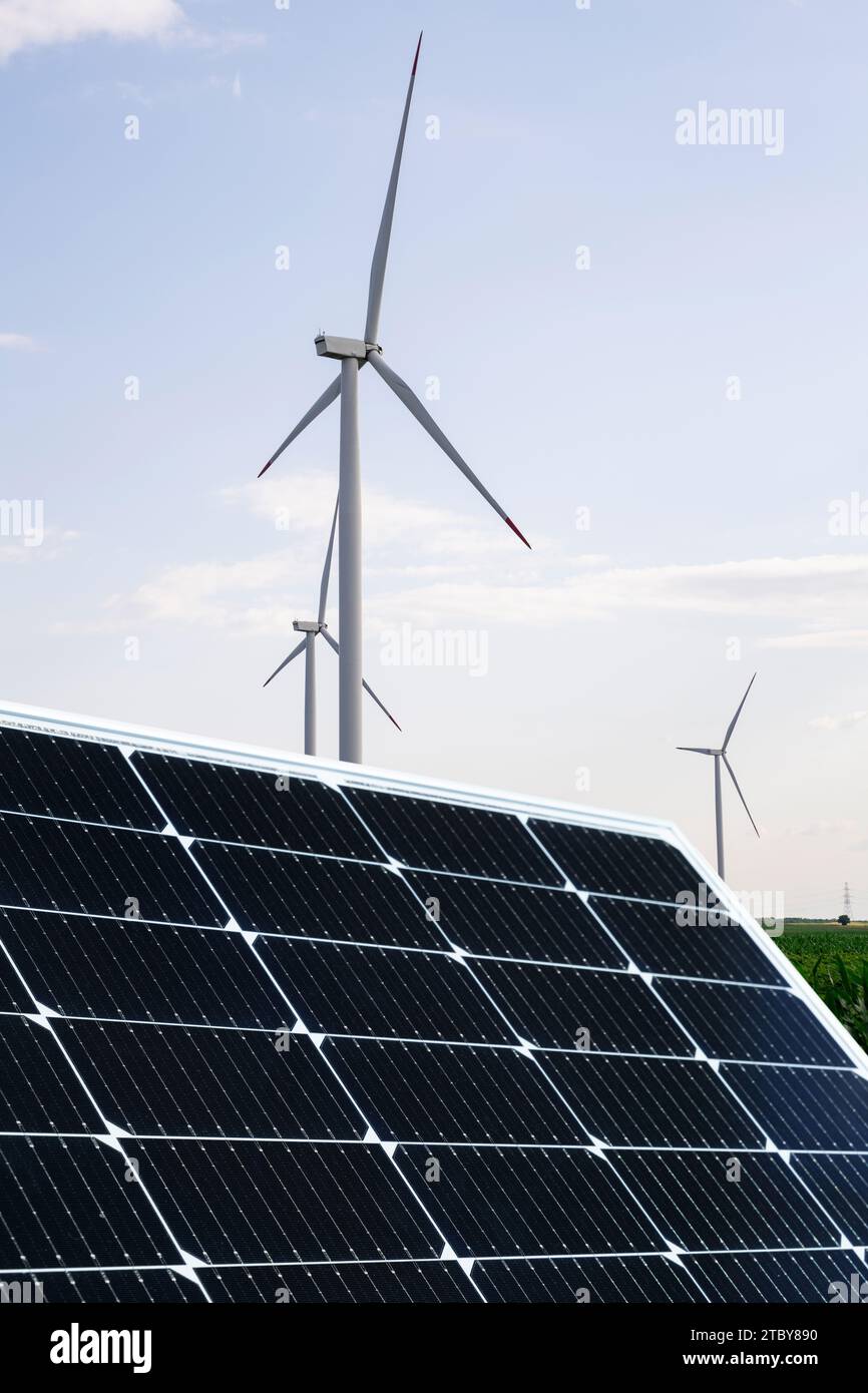 Solar panel panels wind turbine hi-res stock photography and images - Alamy