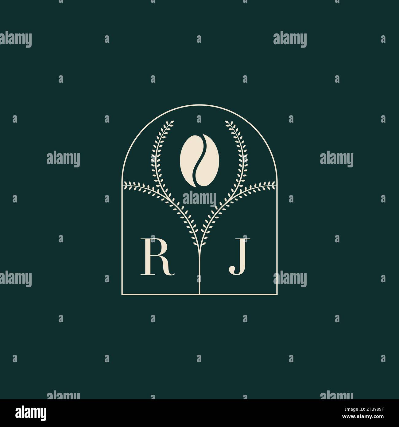 RJ Unique and simple logo design combination of letters and coffee bean Stock Vector Image & Art ...