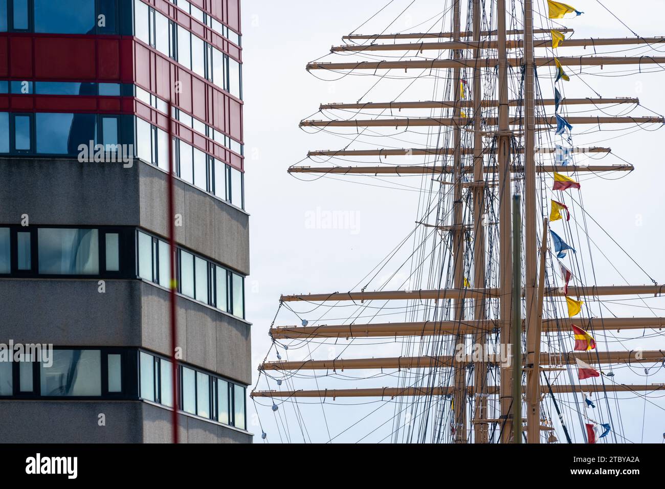 Gothenburg, Sweden - July 30 2023: Masts of a sailing ship in front of ...