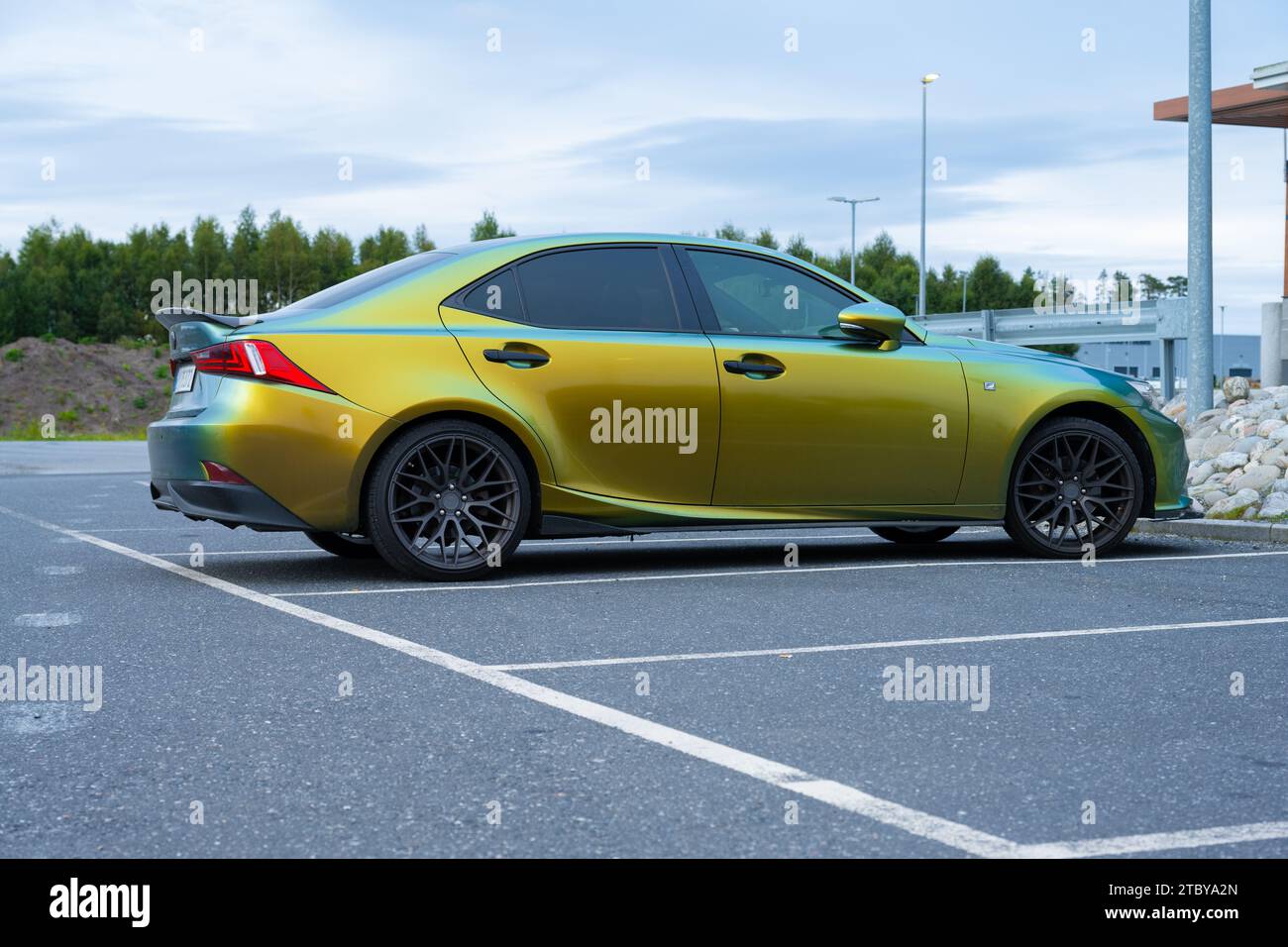 Moss, Norway - August 25 2023: Color changing vinyl wrap on a Lexus IS ...