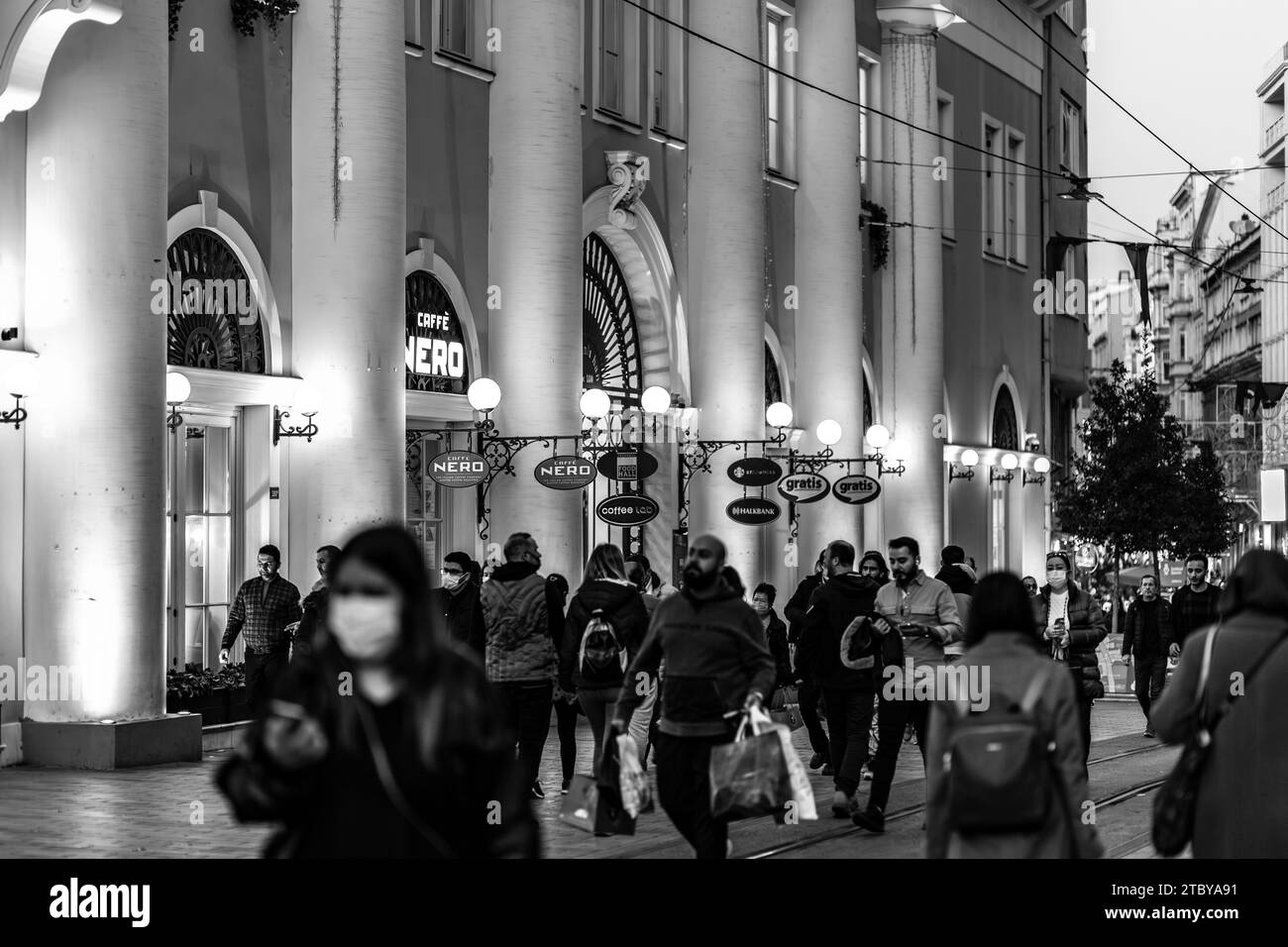 Istanbul, Turkey - October 22, 2021: People walking by in Istiklal ...