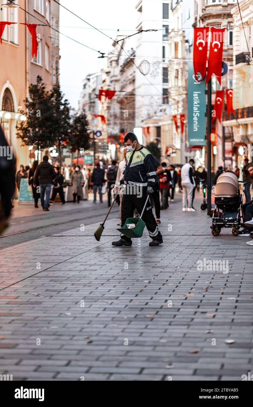 Employee sweeping street hi-res stock photography and images - Alamy