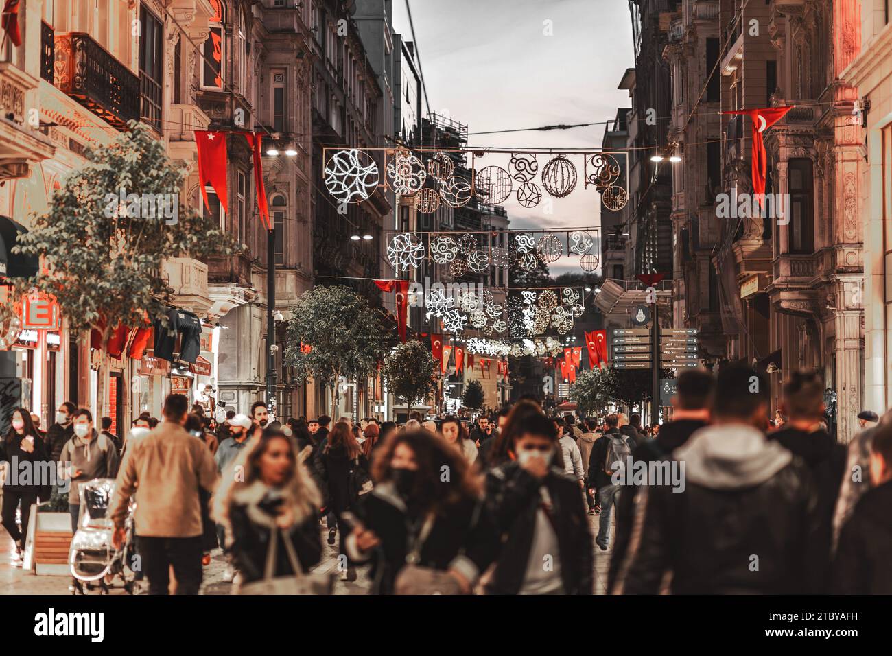 Istanbul, Turkey - October 22, 2021: People walking by in Istiklal ...