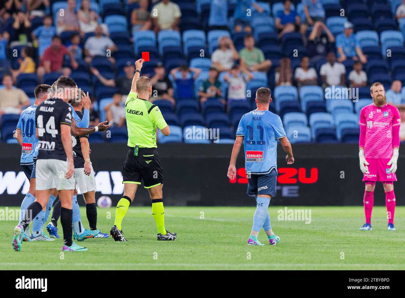 Sydney, Australia. 09th Dec, 2023. Referee, Daniel Elder gives a red ...