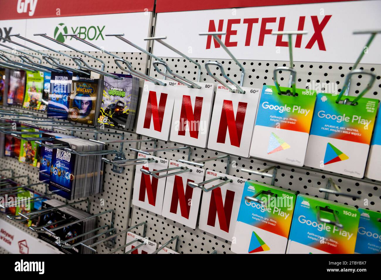 Gdansk, Poland. 8th Dec, 2023. Netflix gift cards are seen at the ...
