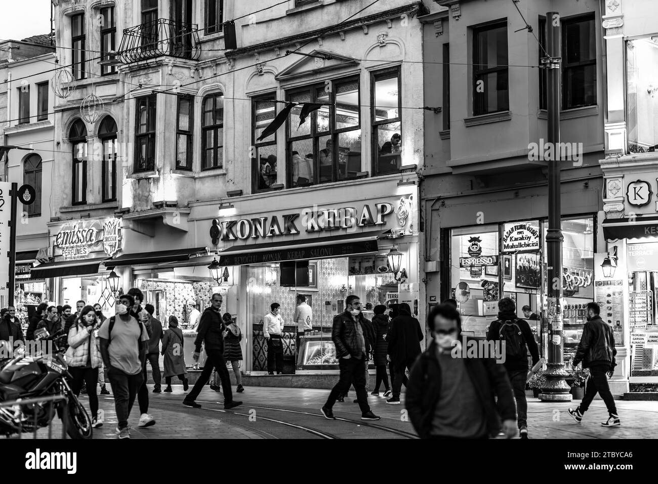 Istanbul, Turkey - November 22, 2021: People walking by in Istiklal ...