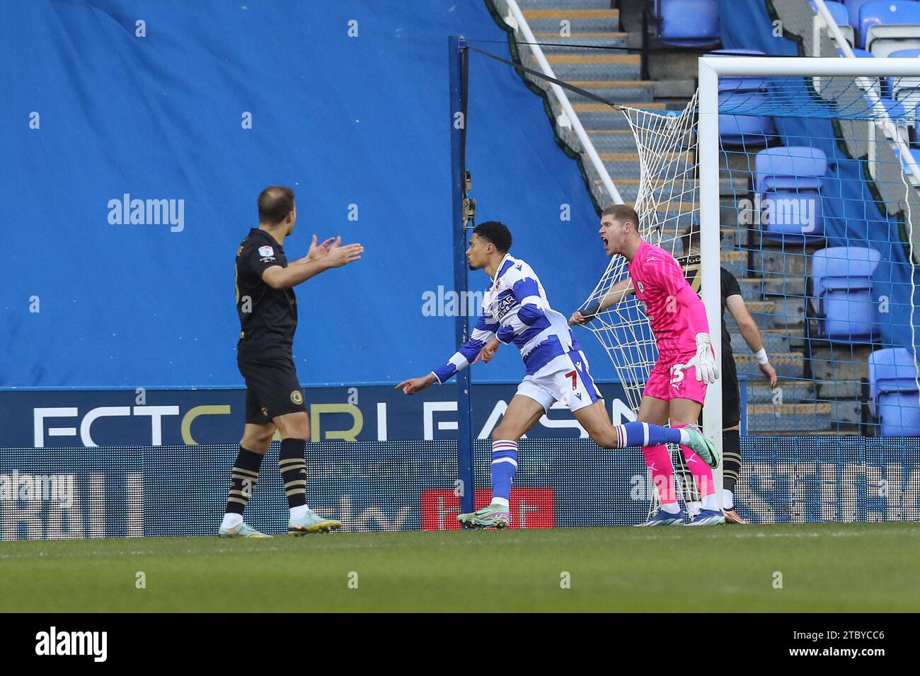 Harvey Knibbs #7 of Reading celebrates his goal to make it 1-0 during ...