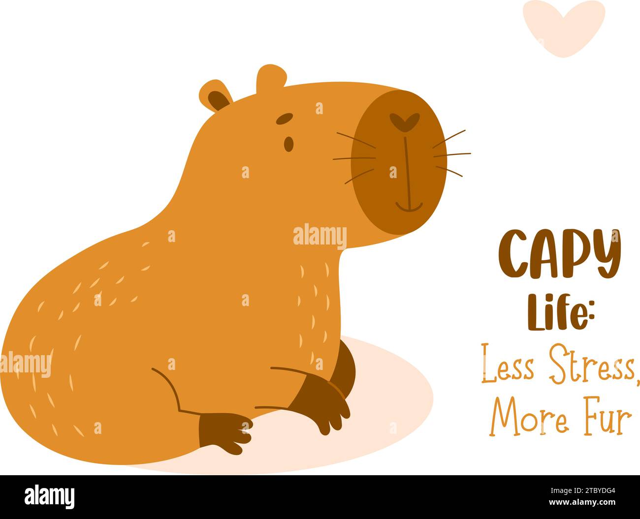 Cute capybara animal rodent postcard. Vector illustration in flat style ...