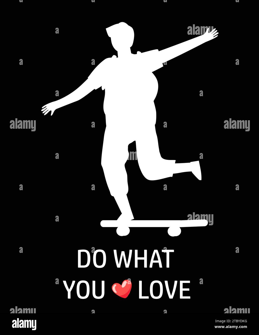 Man on skateboard. Cartoon boy riding board. Motivational lettering ...