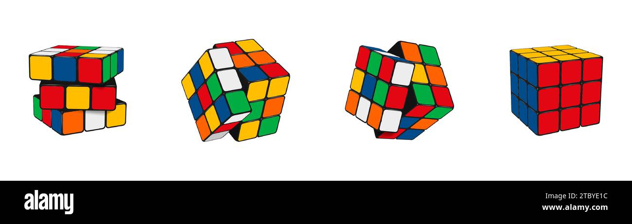 Rubik cube. Puzzle toy. Play mind game. Random combinations ...
