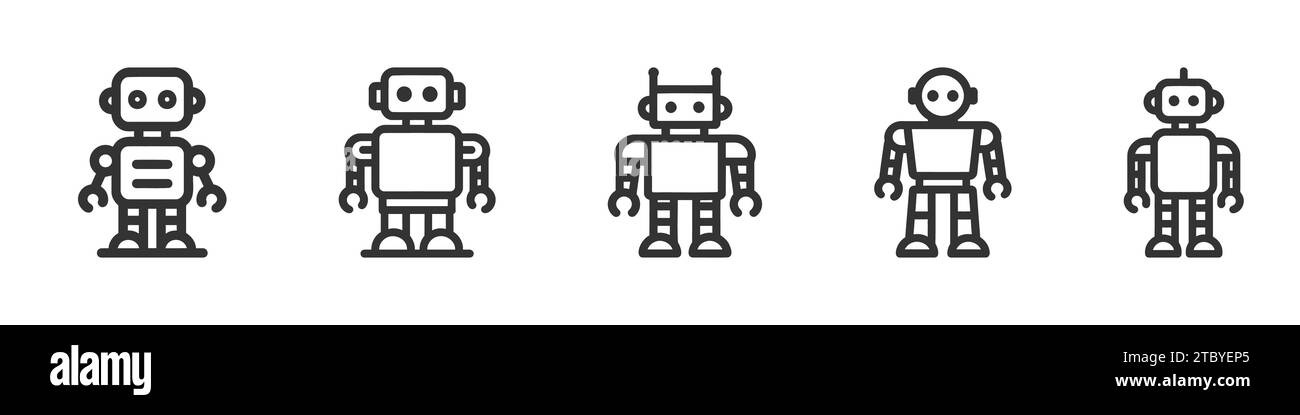Bot line icon set, pack, collection. Vector symbol in trendy flat style ...