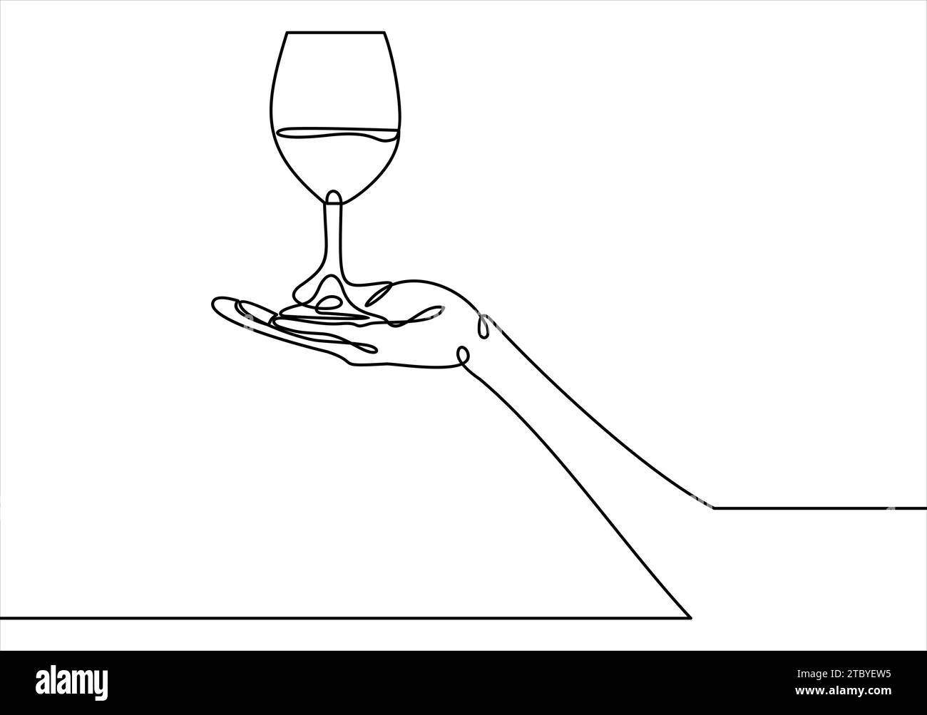 Continuous line drawing of hand holding glass. Template for your design. illustration Stock ...