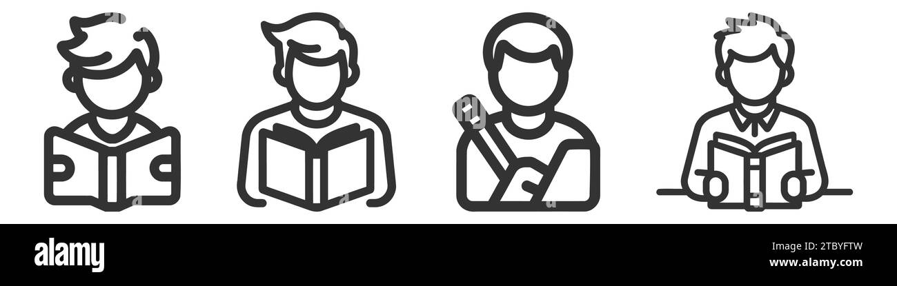 Student Icon - Vector illustration set, pack, collection on white background Stock Vector Image ...