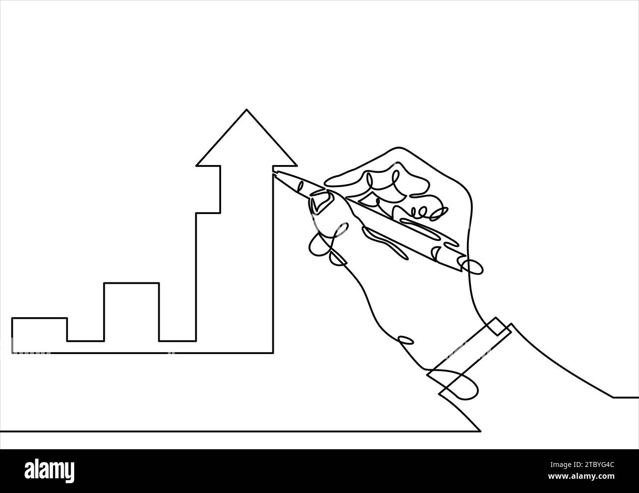 Growth graph concept. Businessman draws a chart of financial growth ...
