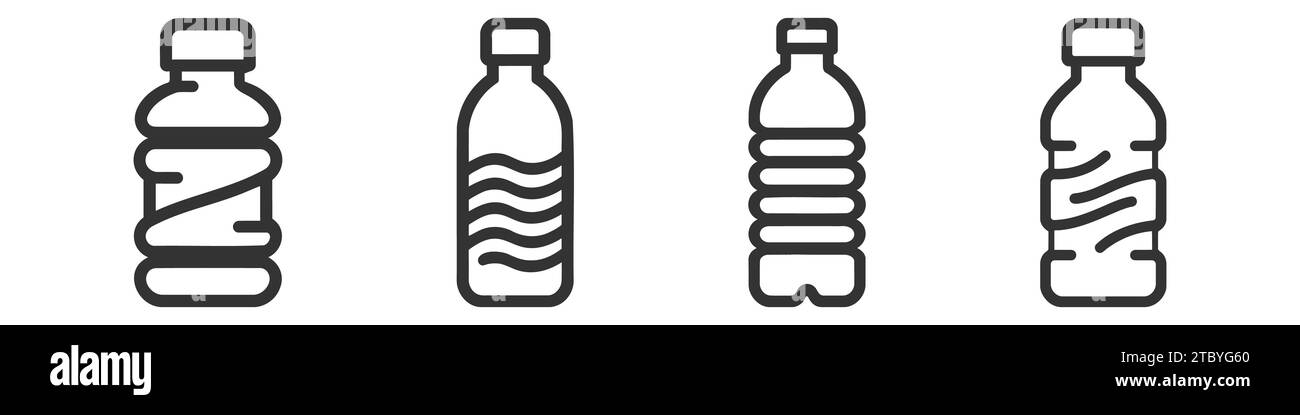 Water bottle line icon set, pack, collectionon white background Stock ...