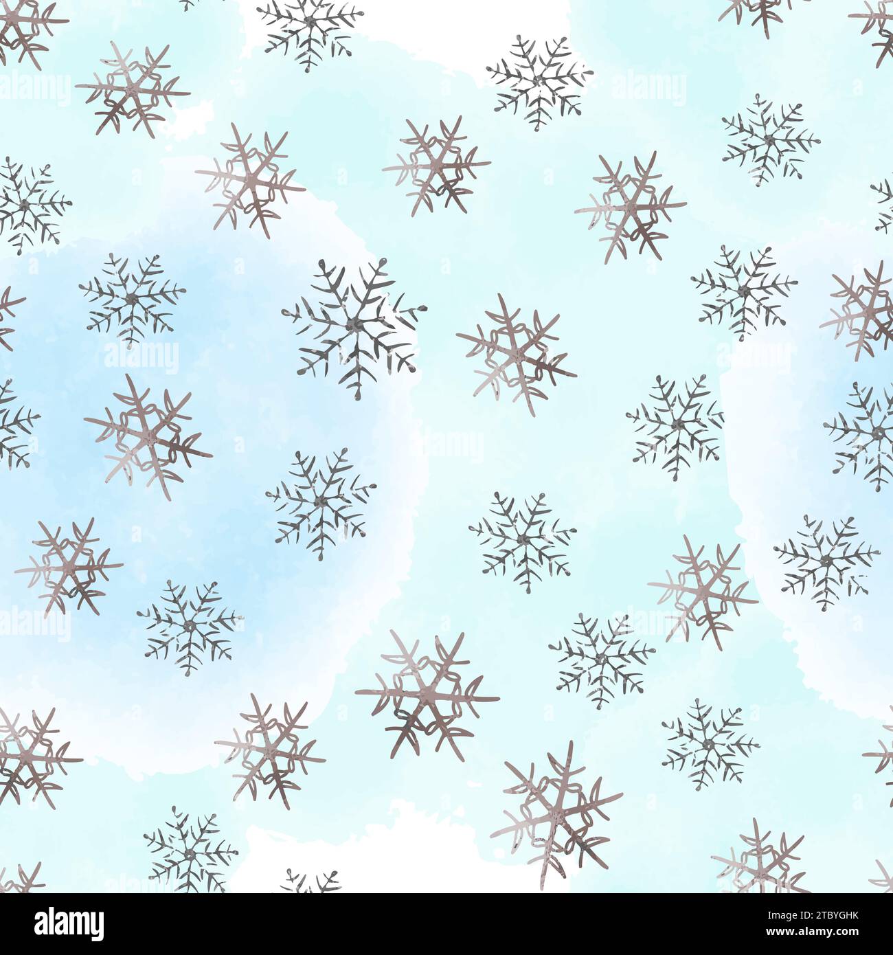 Silver snowflake watercolor blue seamless pattern for textile or ...