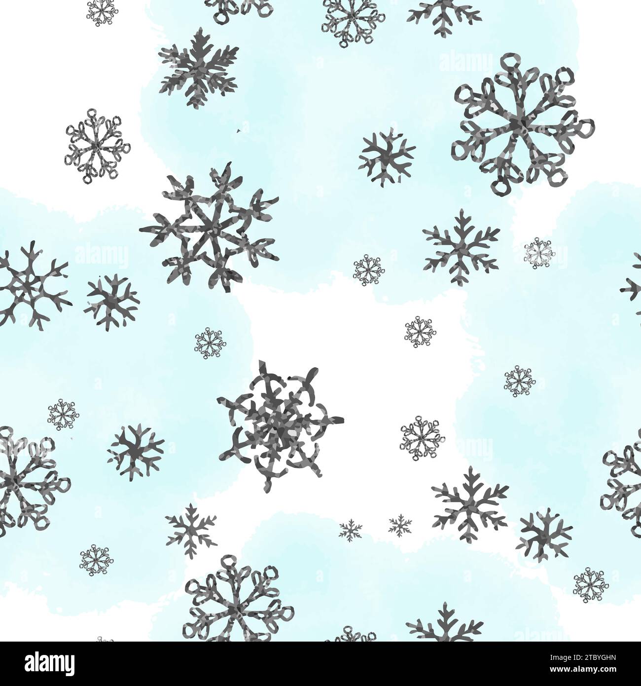 Silver snowflake watercolor blue seamless pattern for textile or ...