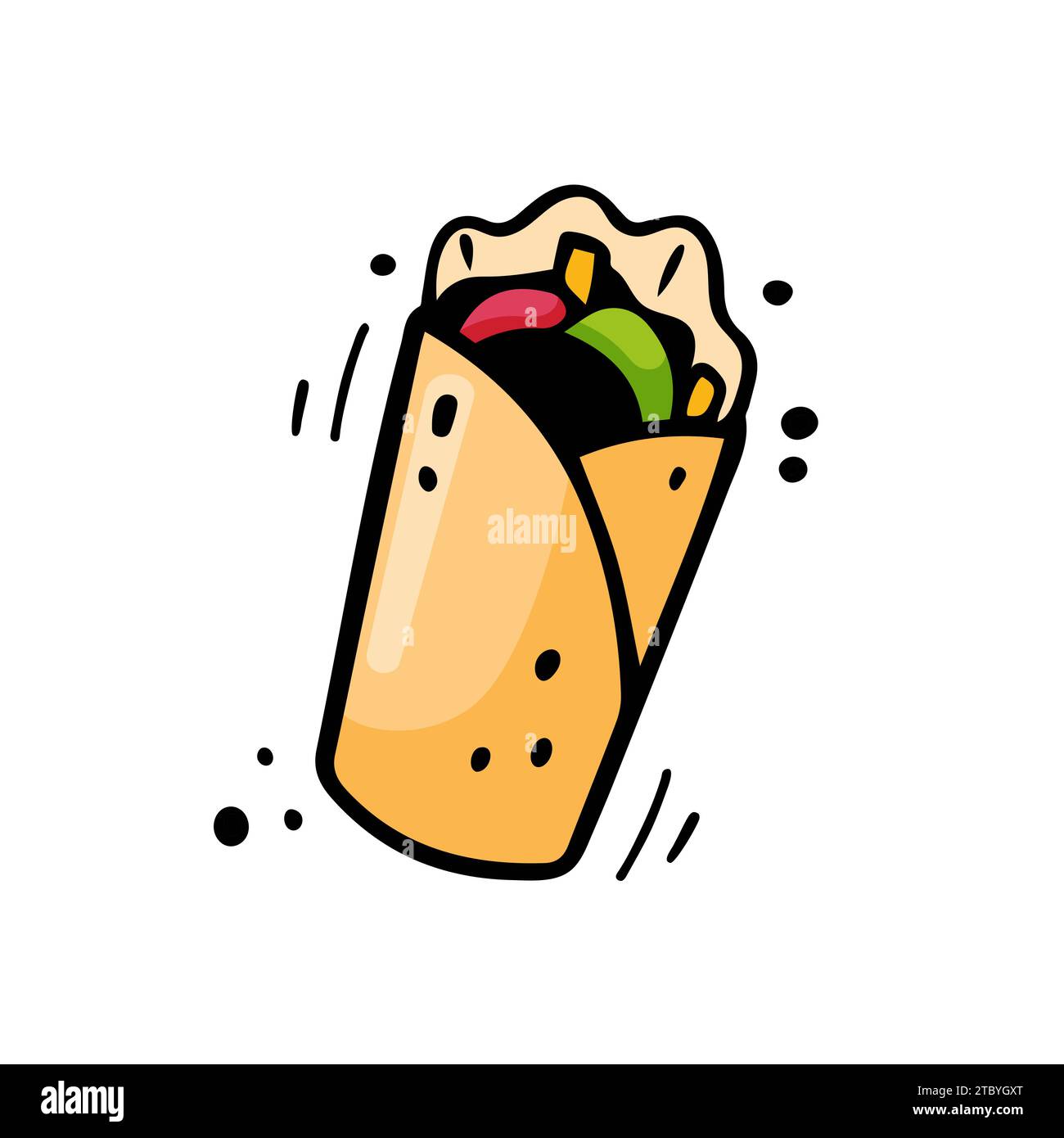Hand drawn shawarma, doner kebab. Fast food illustration in doodle ...