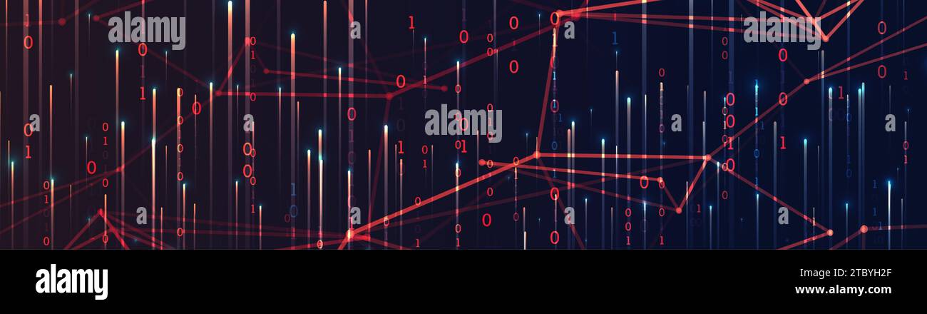 Technology background. Big data concept. Binary computer code. Hand drawn vector illustration ...