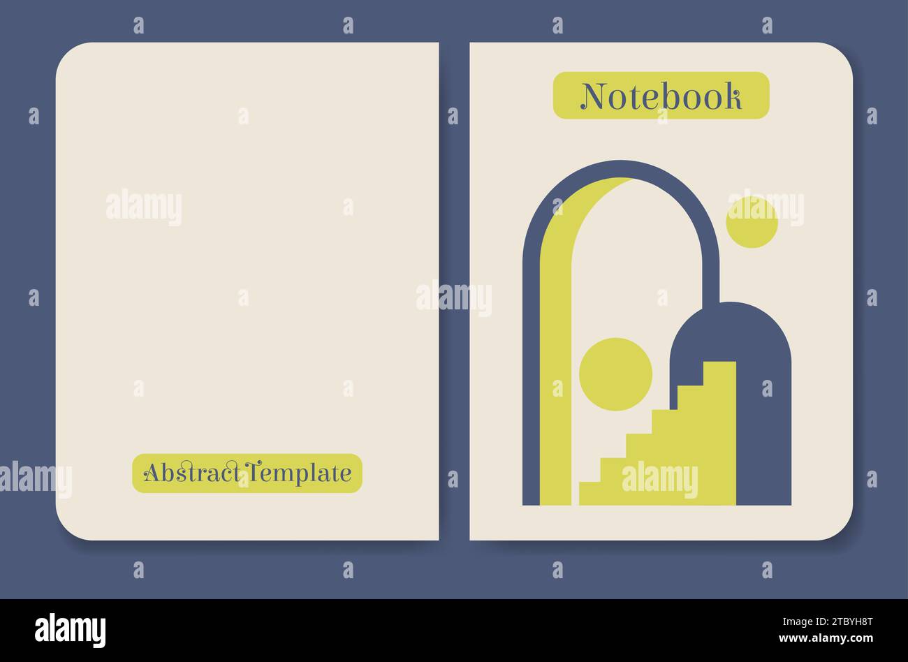 Notebook cover with geometric elements illustration. Door and staircase ...