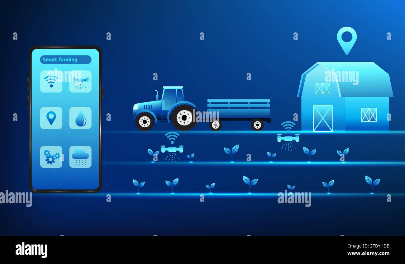 Smart Farm, a mobile phone that controls the operation of agricultural ...