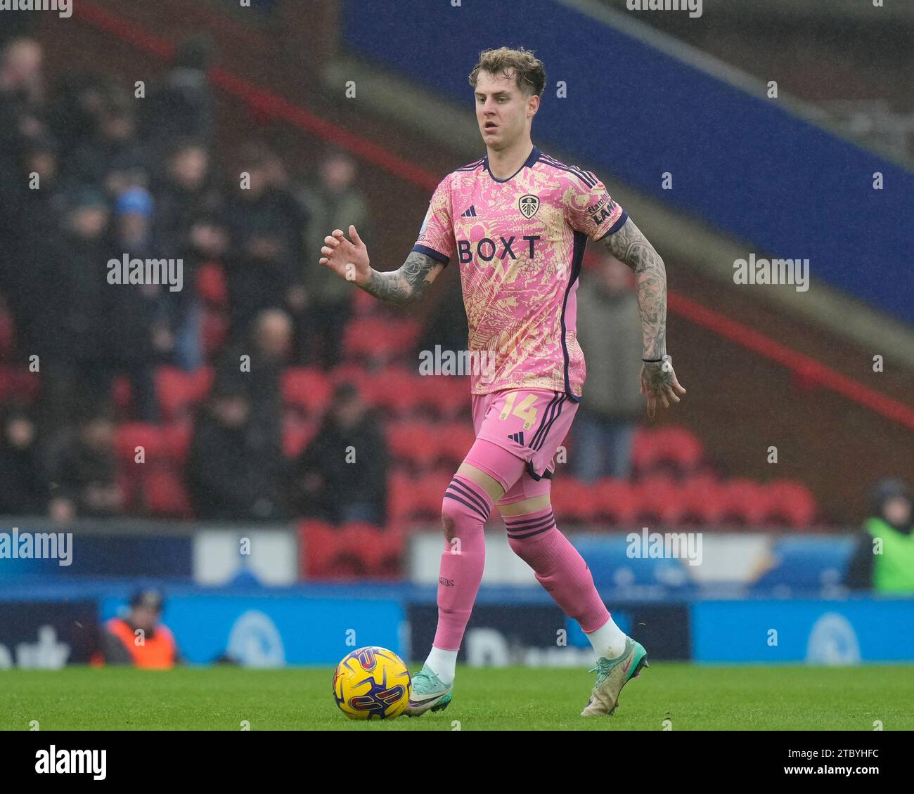 Joe Rodon #14 of Leeds United looks upfield during the Sky Bet ...