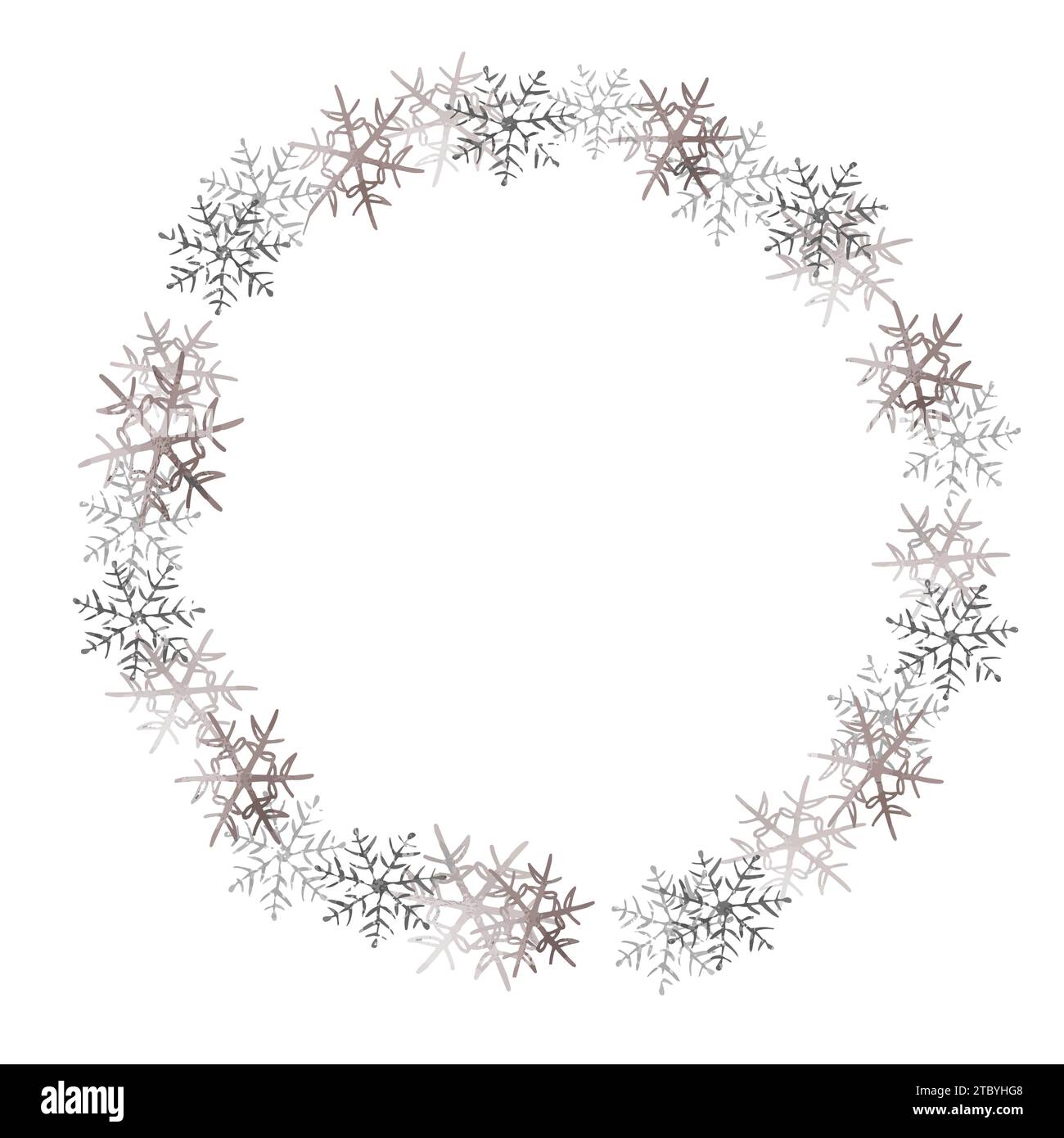 Silver and glitter snowflake circle wreath for card or invite. Vector ...
