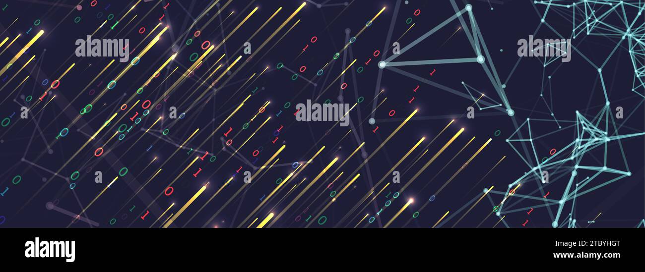 Technology background. Big data concept. Binary computer code. Hand drawn vector illustration ...