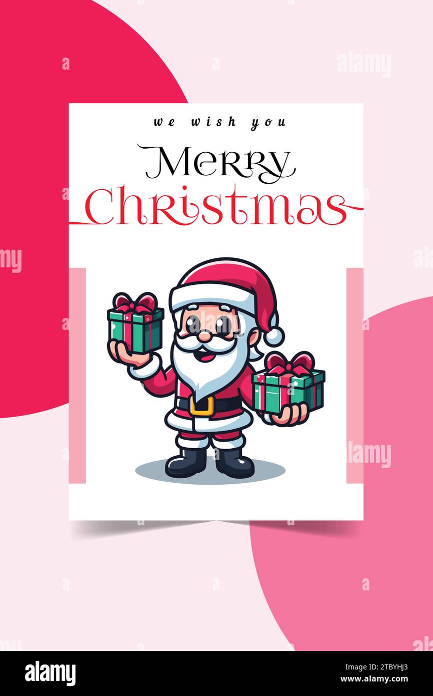 Christmas Print ready a4 size card with Santa mascot Stock Vector Image ...