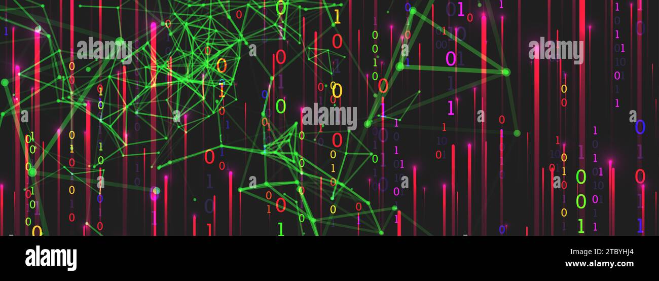 Technology background. Big data concept. Binary computer code. Hand drawn vector illustration ...