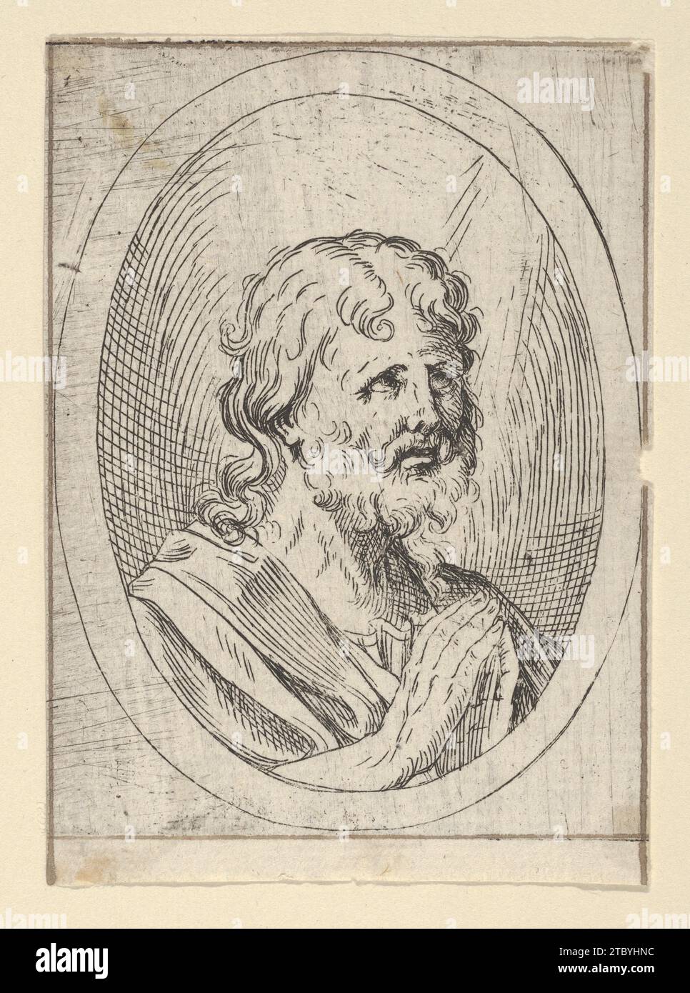 An apostle raising his eyes in prayer, in an oval frame, from "Christ ...