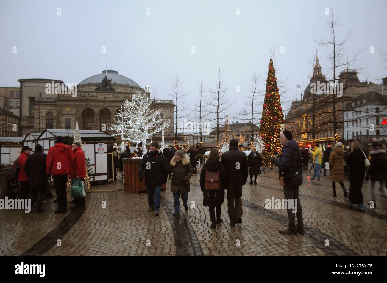 Copenhagen, Denmark /00 December2023/.Visitors at christmas market in ...