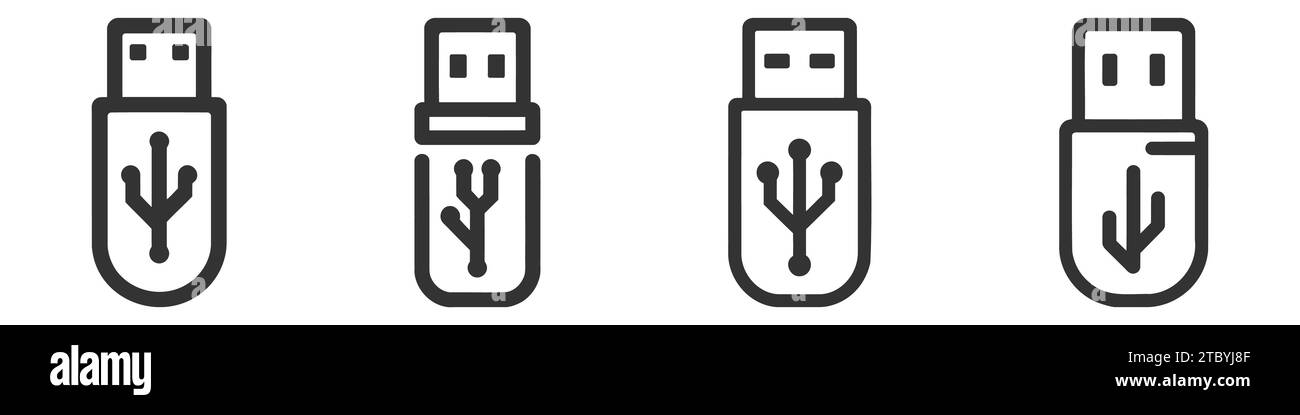 USB icon set, collection, pack vector. Flash Drive icon symbol isolated ...
