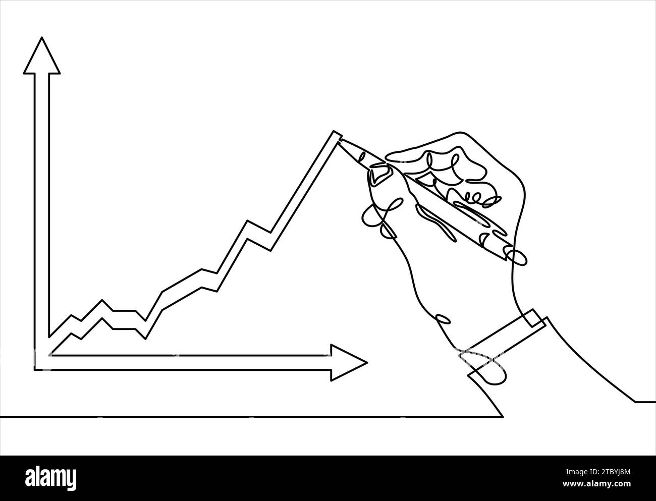 Growth graph concept. Businessman draws a chart of financial growth ...
