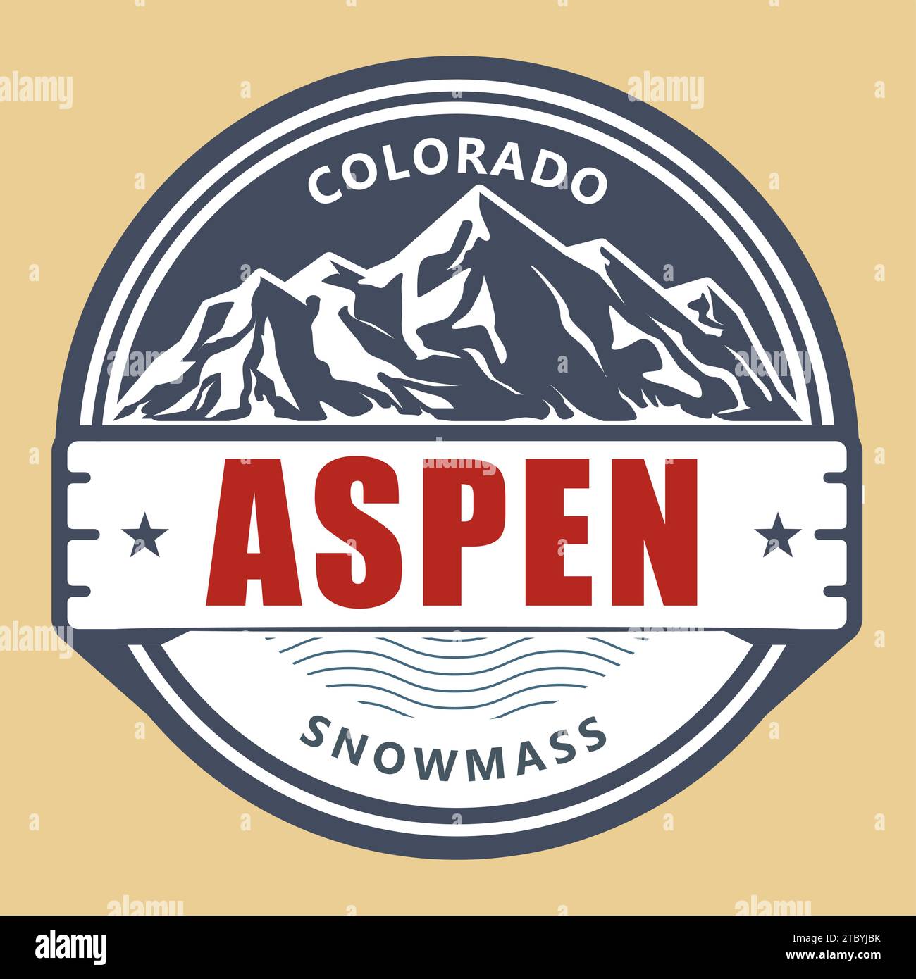 Aspen label, snowmass village in Colorado emblem, windter ski resort ...