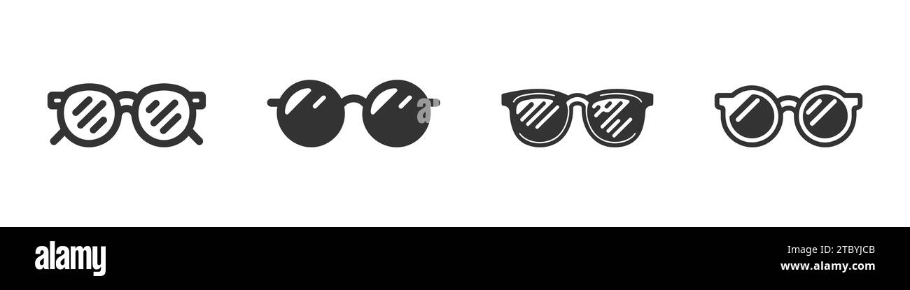 Eye glasses editable stroke outline icon set, pack, collection isolated ...