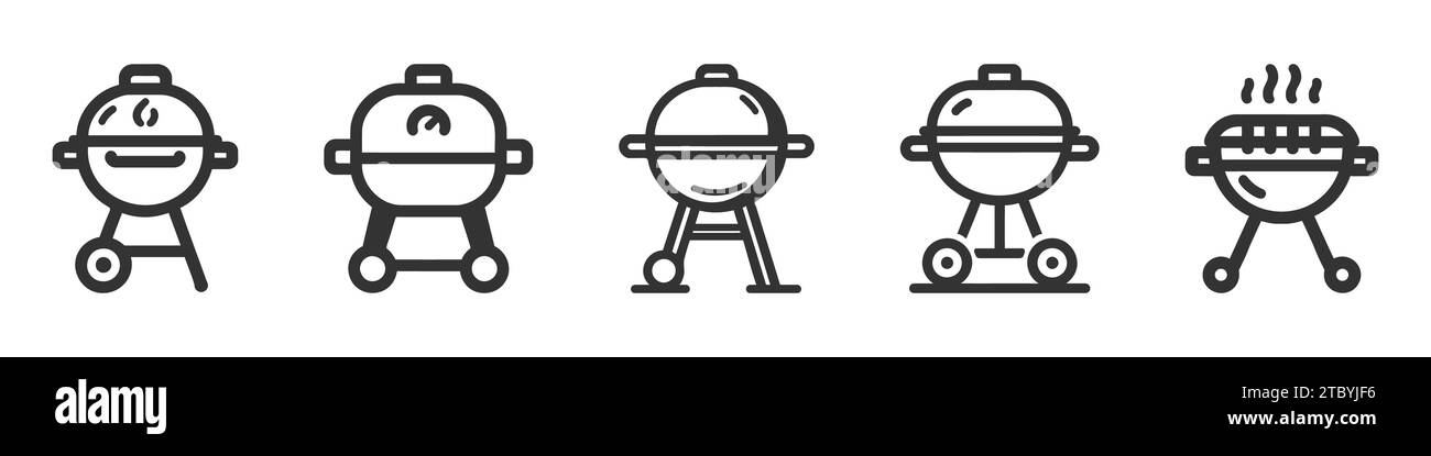 Outdoor grill vector icon set, pack, collection illustration isolated ...