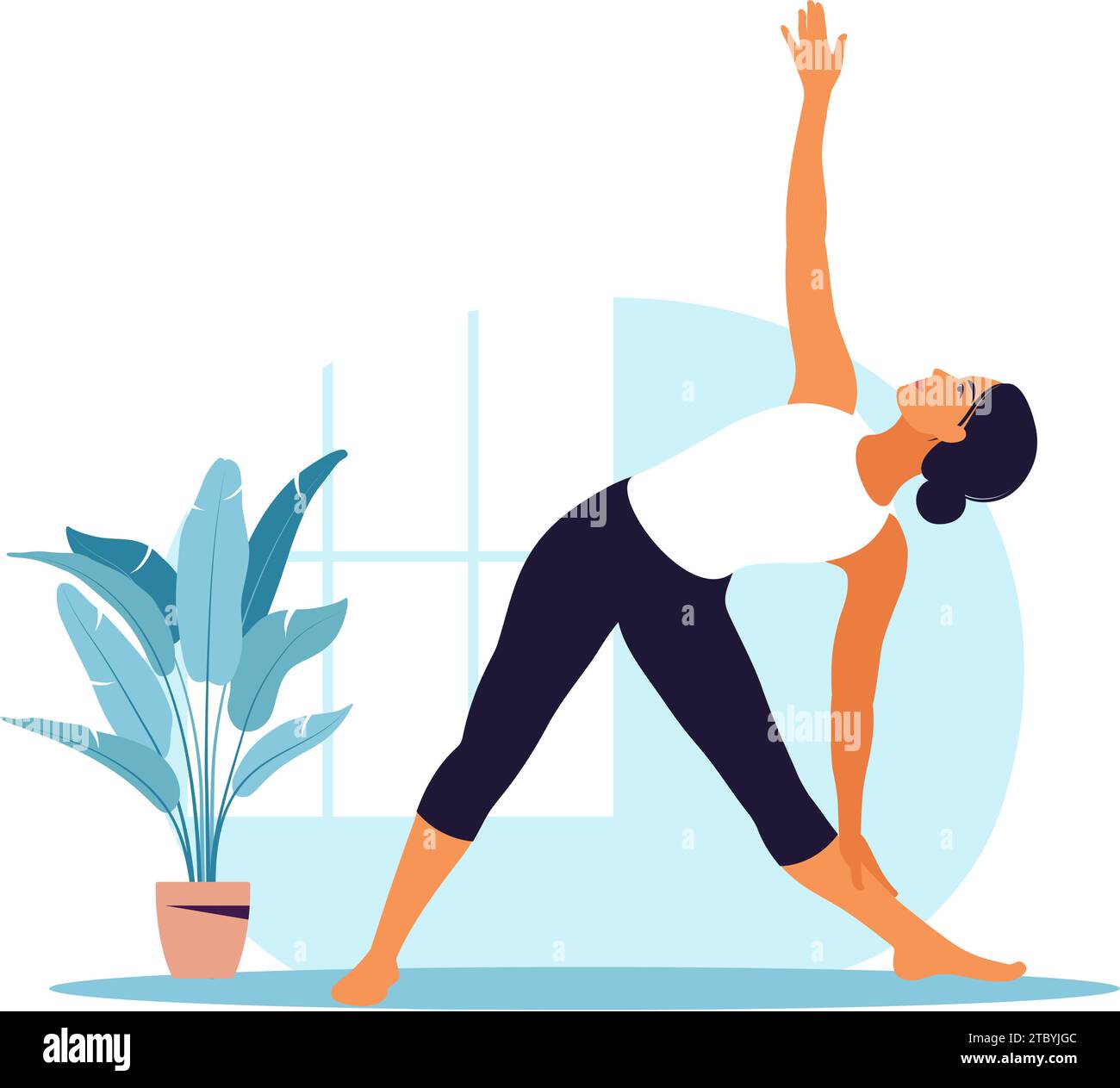 Young woman practices yoga. Physical and spiritual practice. Vector ...