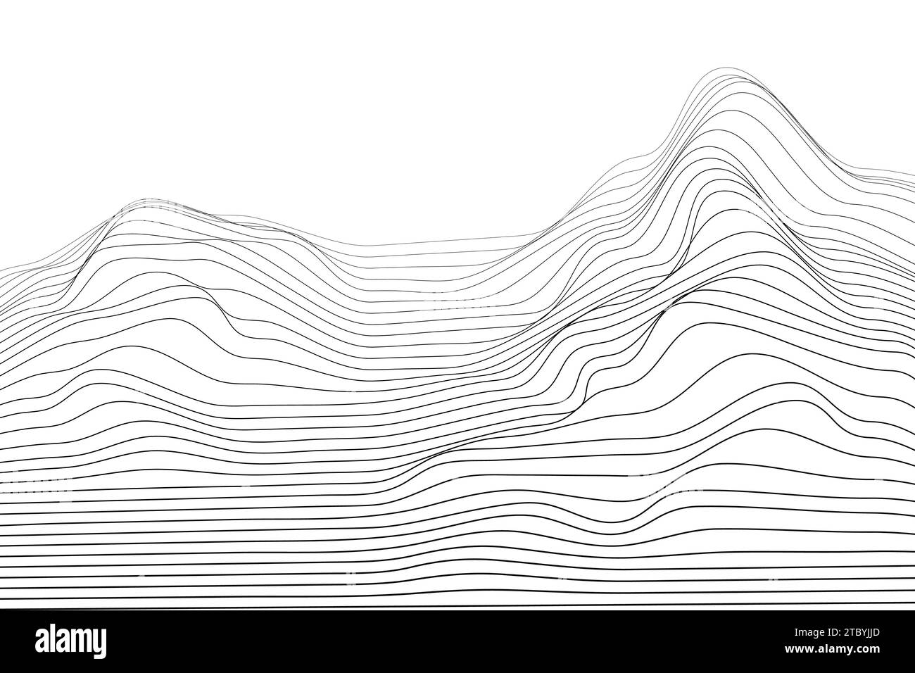 Abstract landscape wireframe vector background. Digital grid technology ...