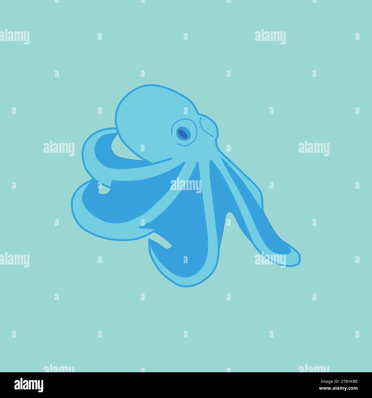 The blue octopus on the light blue background Stock Vector Image & Art ...