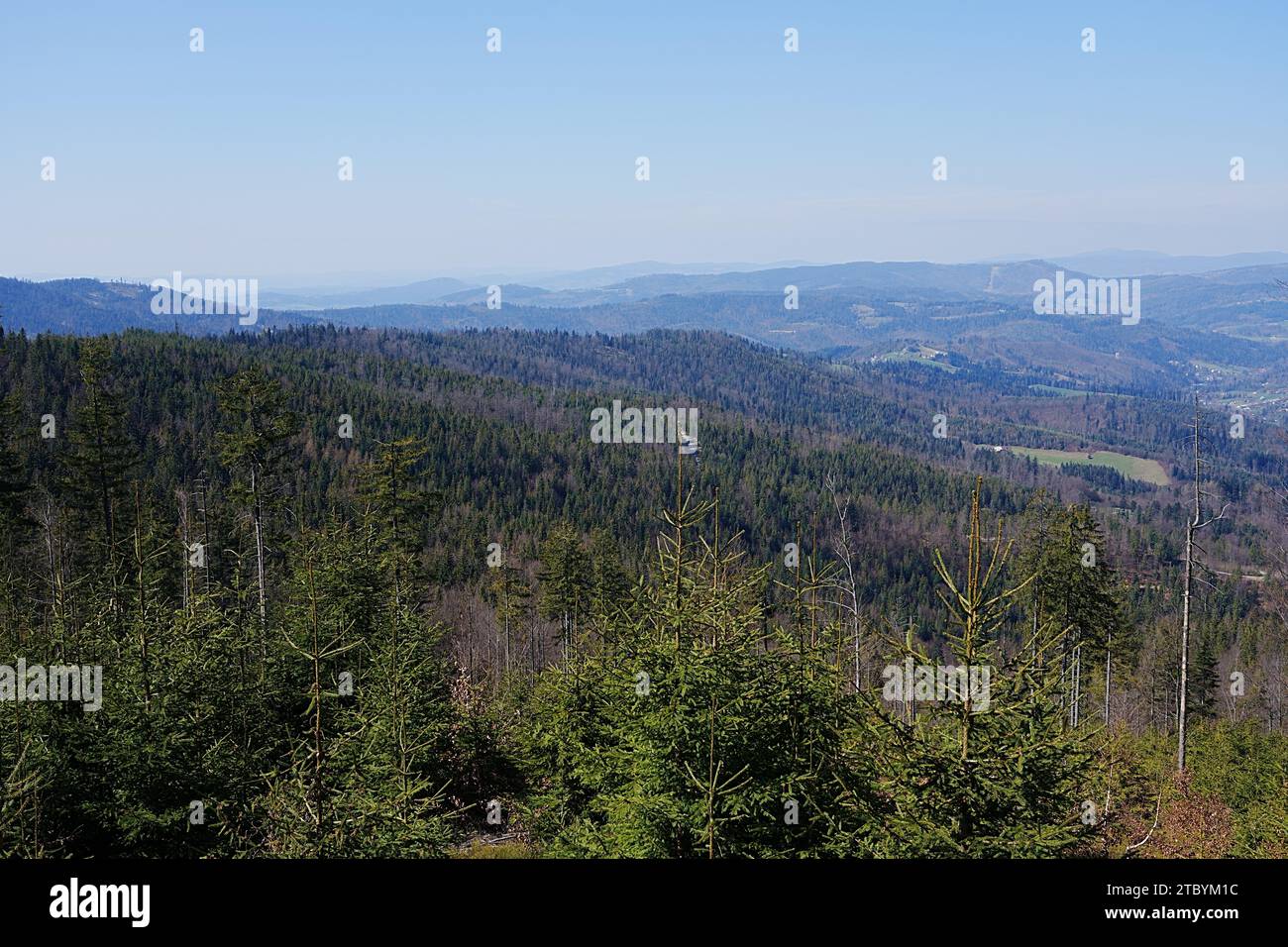 Range at Silesian Beskids near European Szczyrk town in Poland, clear ...