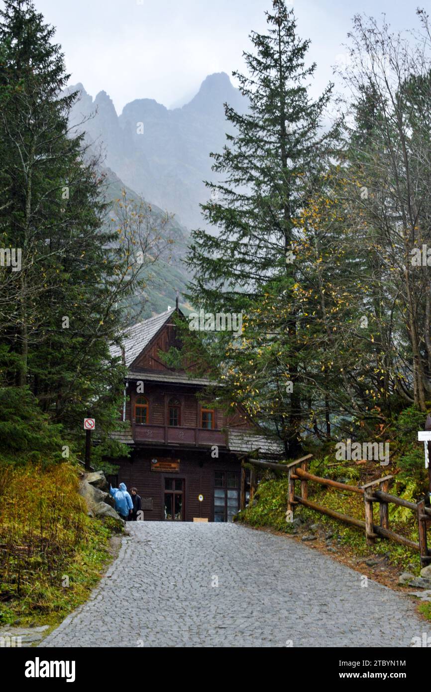 Dark gloomy weather in Zakopane on the way to Morskie Oko Stock Photo ...