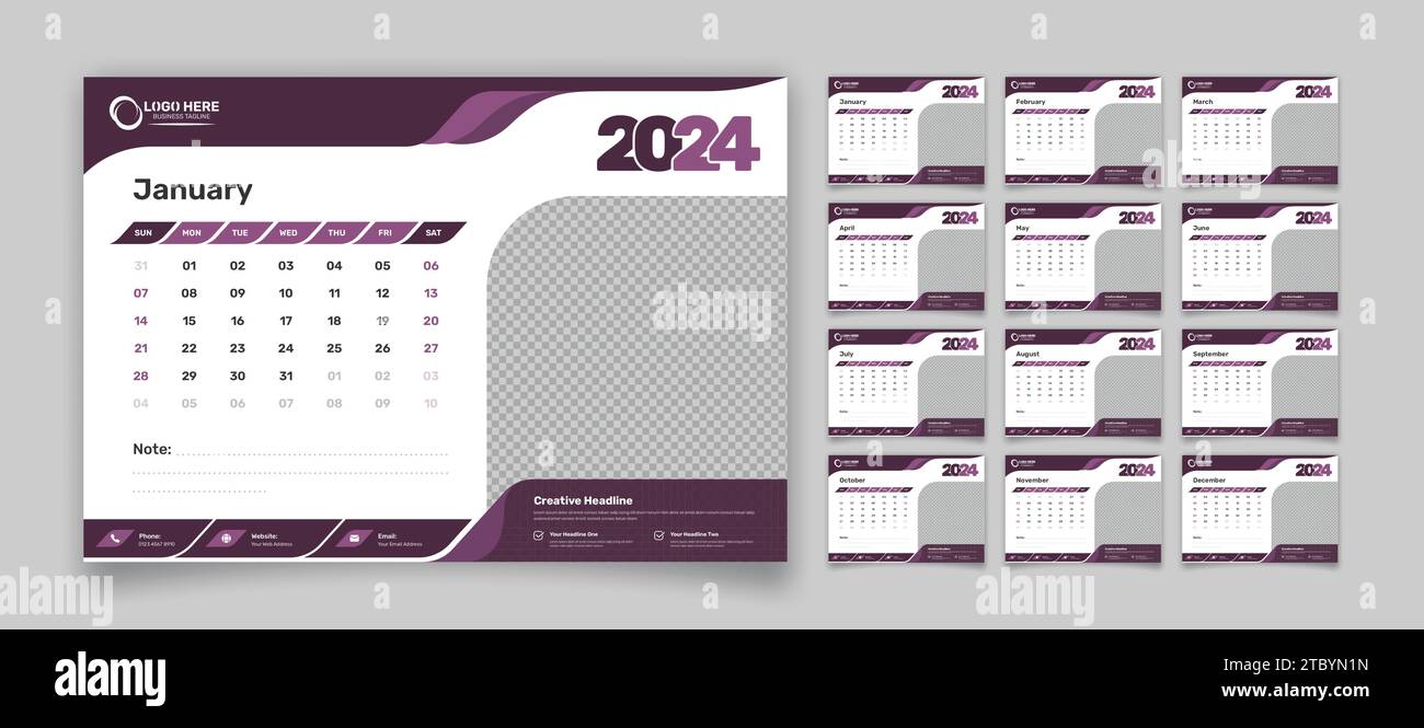 Corporate modern abstract designed 12 pages office desk calendar ...