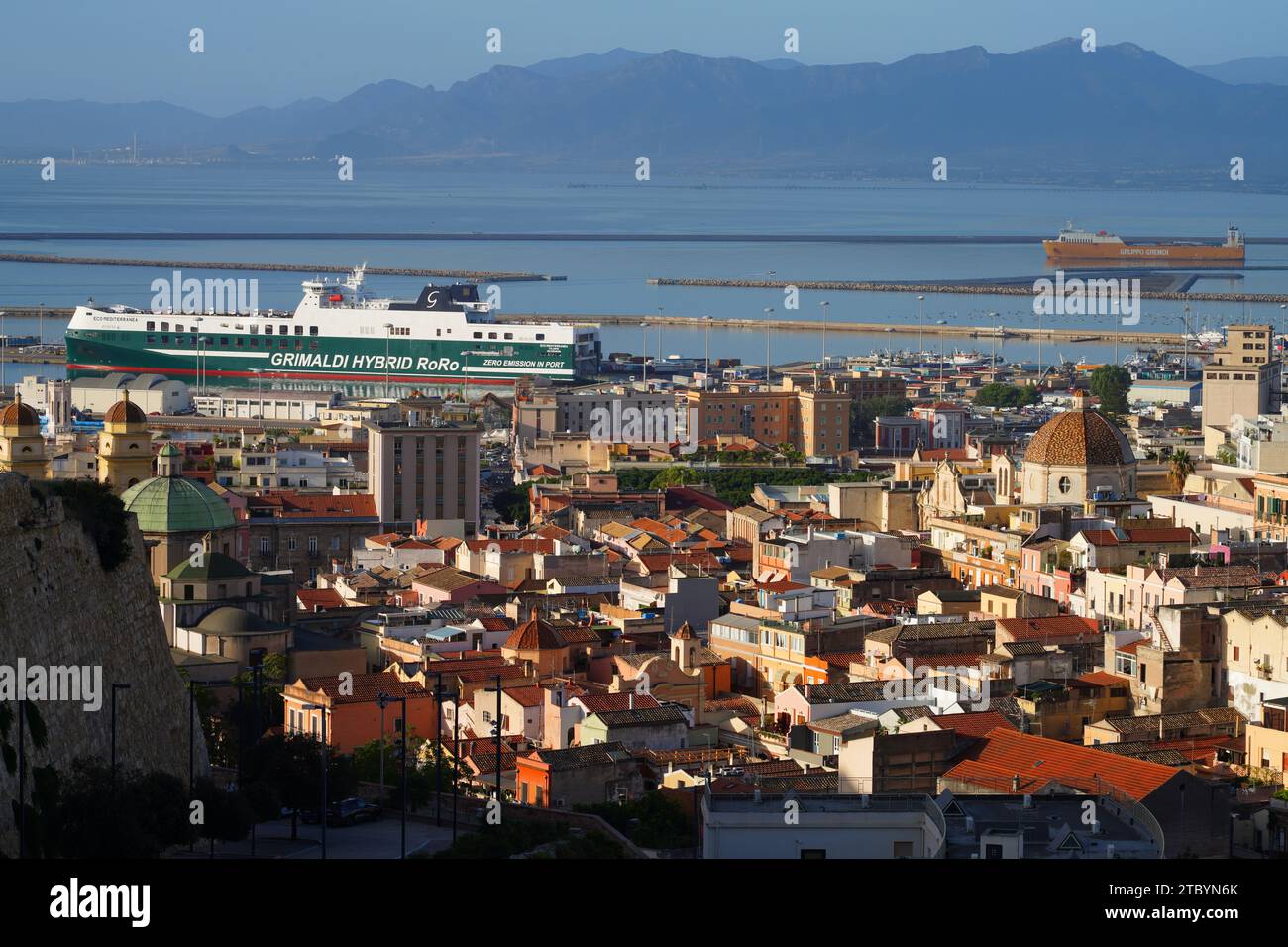 CAGLIARI, ITALY –19 OCT 2023- Sunny panoramic view of the historic city ...